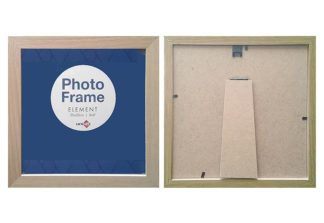 20x20 cm Natural Square Plain Wood & Glass Frame with Clear Glass and ...